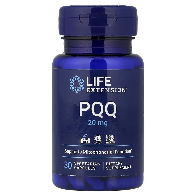 Life Extension PQQ Caps, Пирролохинолинхинон 20 мг 30 вегетарианских капсул