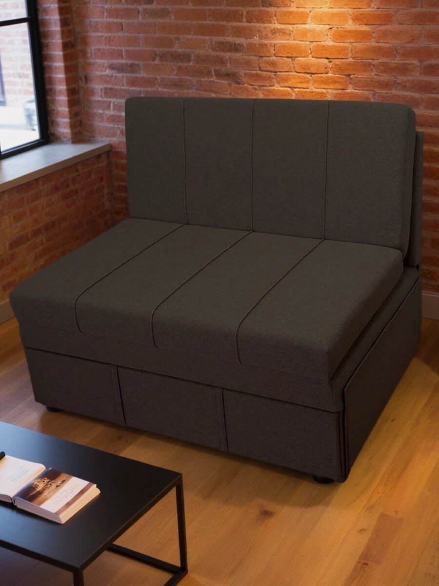 Диван-кровать "Престиж 90", без подлокотников, выкатной, с ящиком для белья, ткань, коричневый