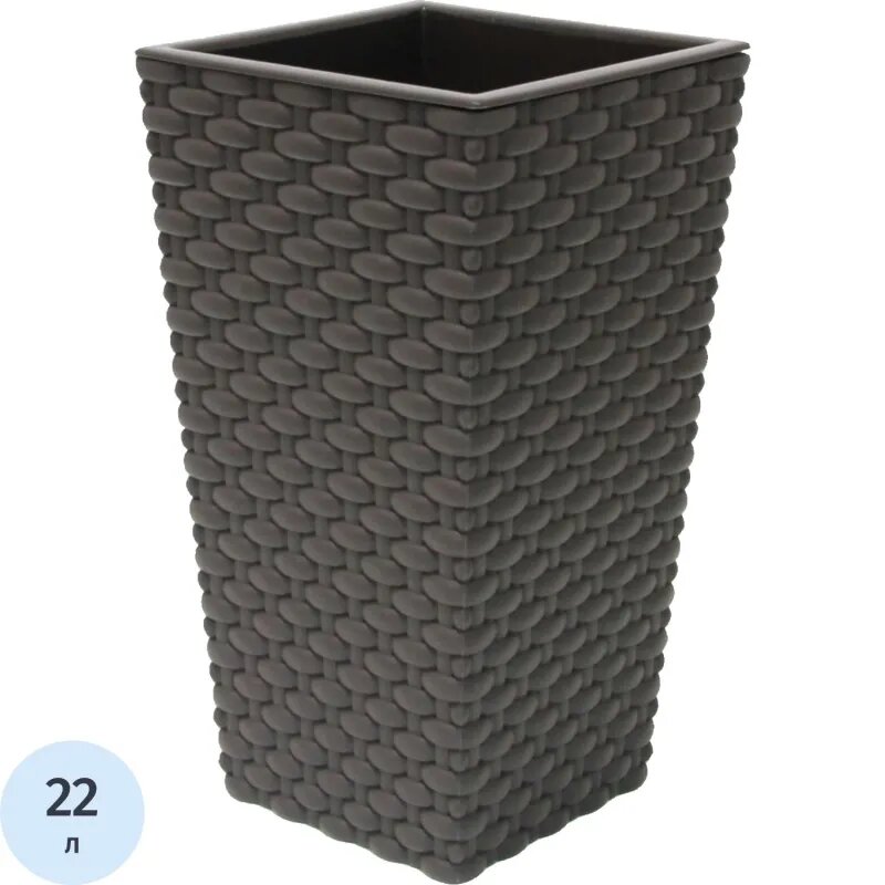 Кашпо ротанг 260х260х457мм, коричневый ротанг