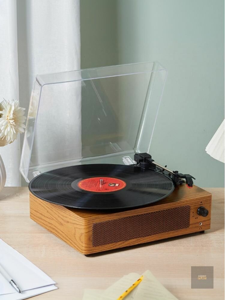 Ретро граммофон с Bluetooth, проигрыватель виниловых пластинок, деревянный корпус, с крышкой, для дома, акустическая система, винтажный стиль