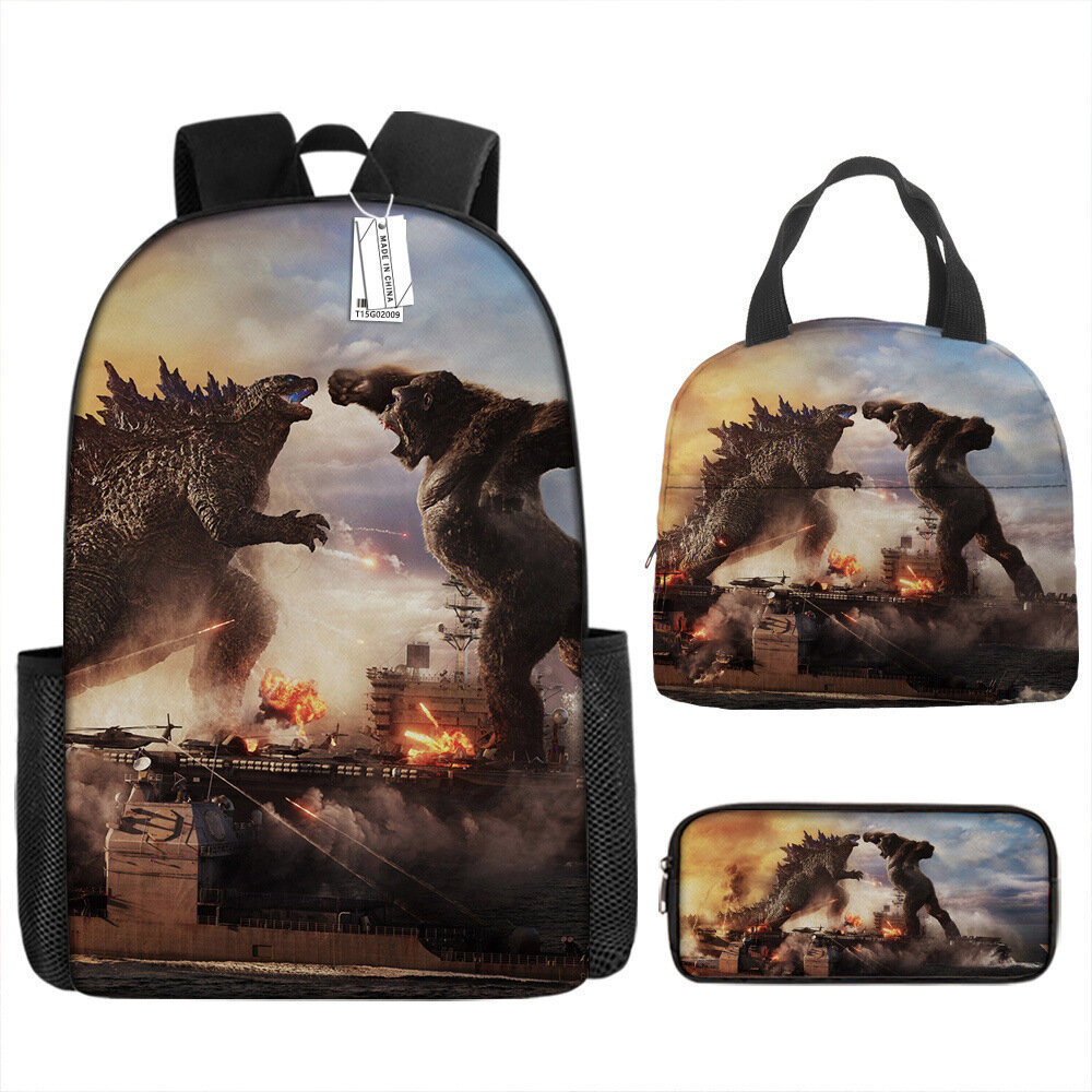 Новая детская школьная сумка Godzilla Рюкзак Godzilla для начальной и средней школы Легкая сумка для обеда с цифровой печатью