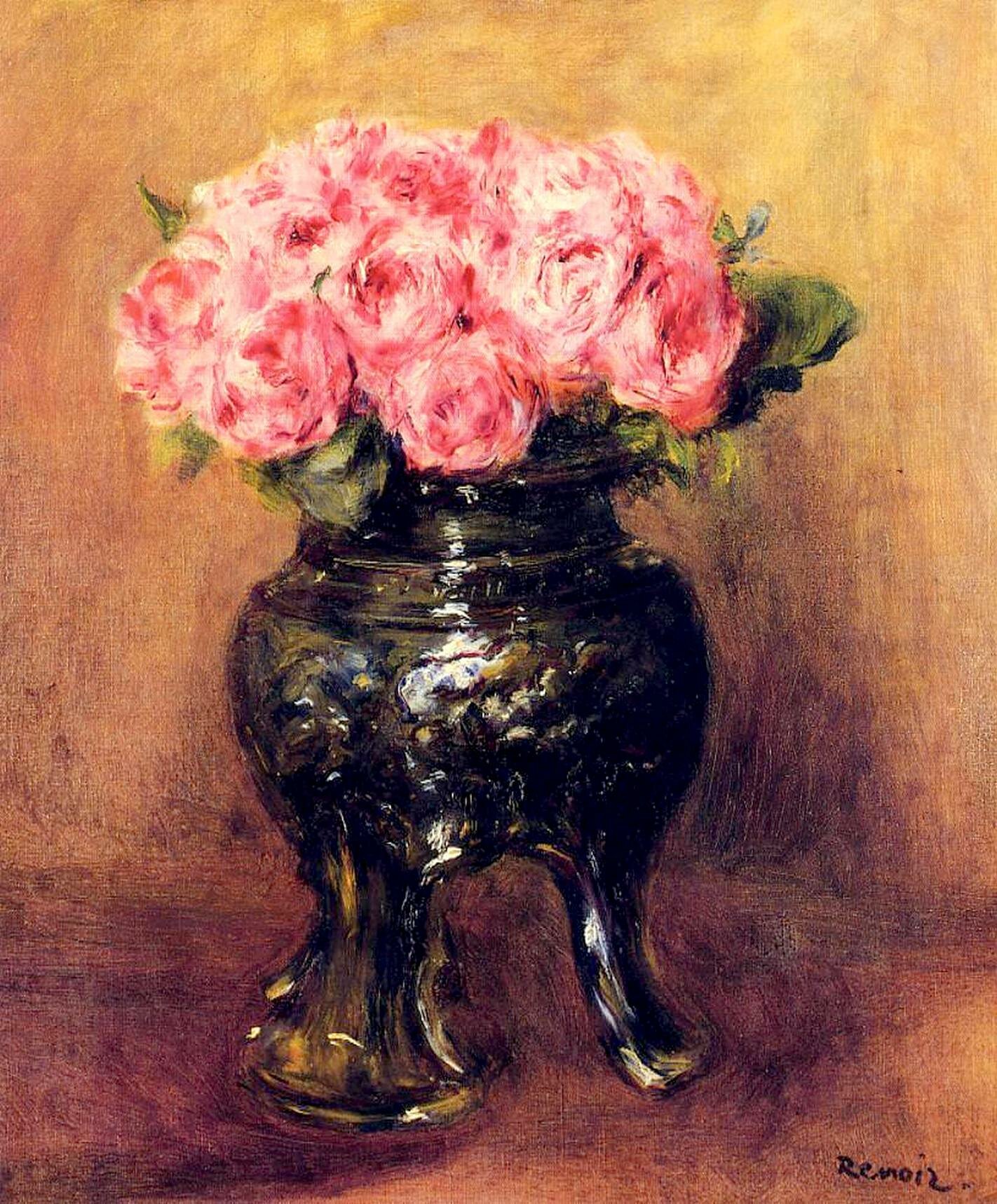 Картина Ренуара Огюста Розы в китайской вазе 1876 50х60 см