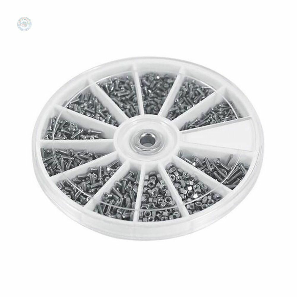 Набор мелкой метизной фурнитуры из нержавеющей стали 600 шт, винты и гайки M1-M1.6 для ремонта часов, очков и мелкой электроники, удобная сортировка в пластиковом кейсе