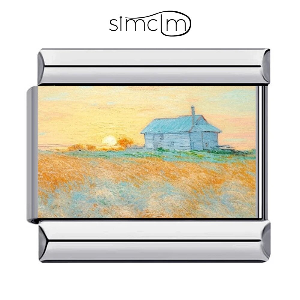 Подвеска Sim с закатом и домом, сталь, Цвет: 10-265