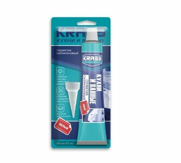9593350 Герметик силиконовый KRASS для кухни и ванны Белый 80мл Китай