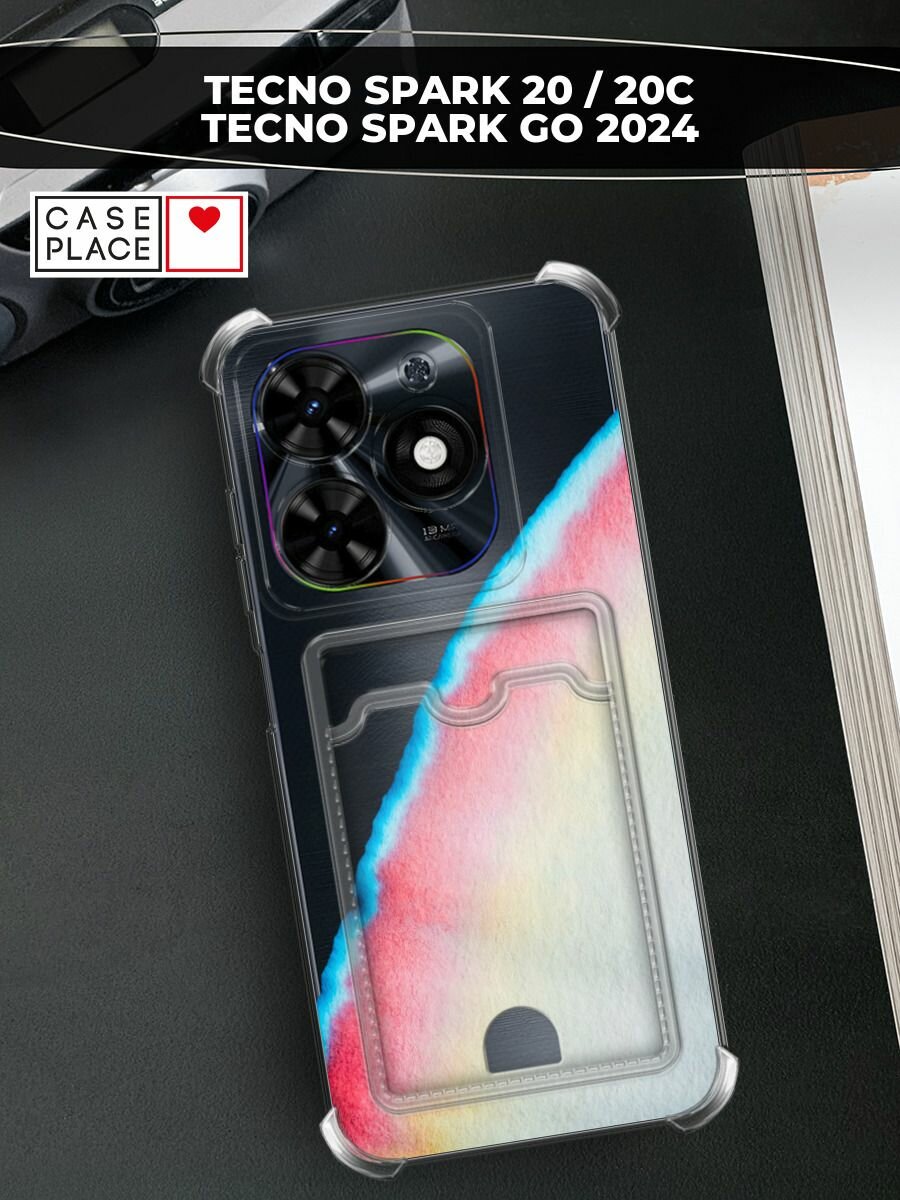 Чехол на Tecno Spark Go 2024/Spark 20C (Текно Спарк Го 2024/Спарк 20C) с картой и принтом Слияние красок