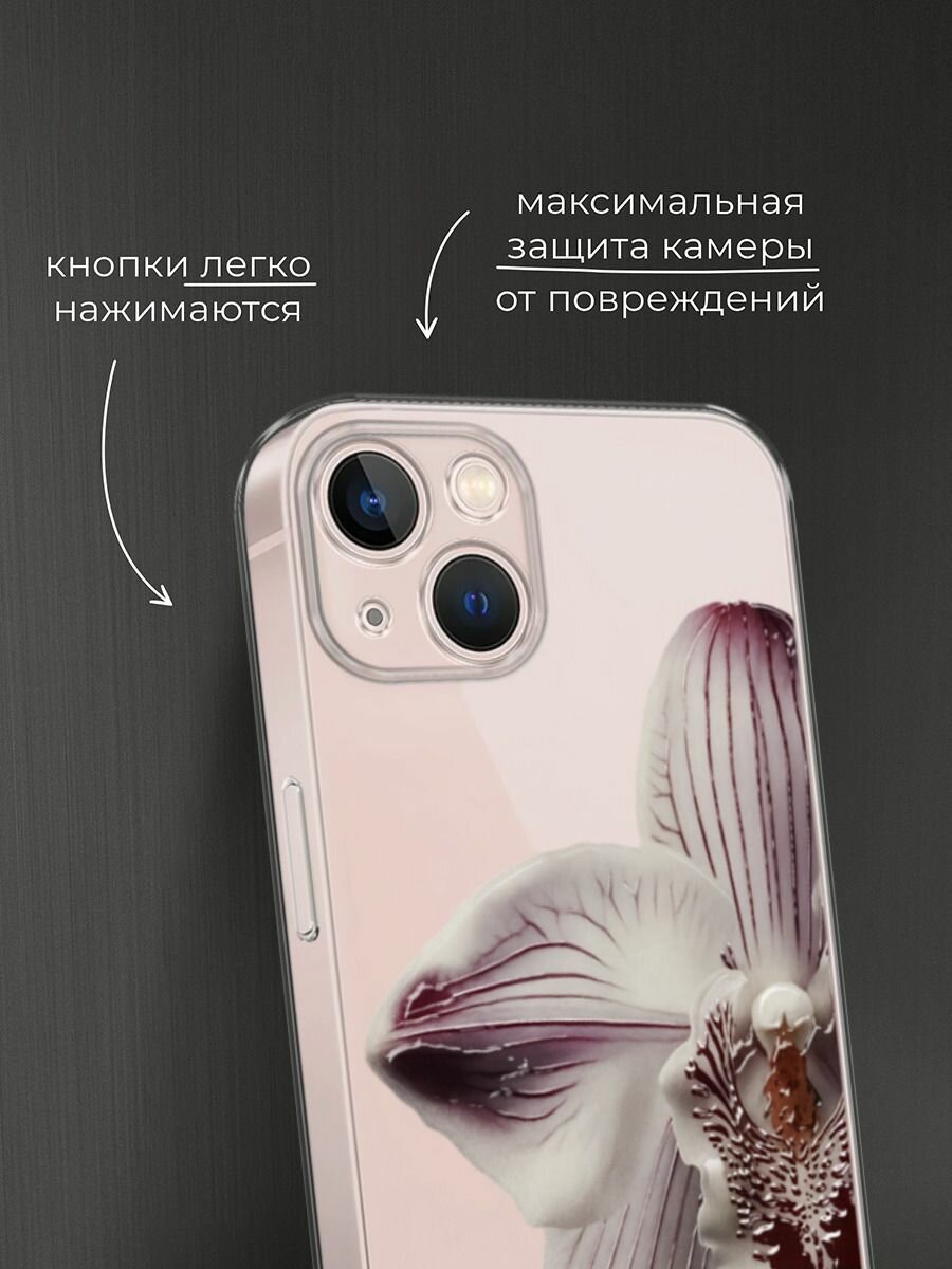 Силиконовый чехол на Apple iPhone 13 / Айфон 13 с принтом Белая орхидея — фото 1