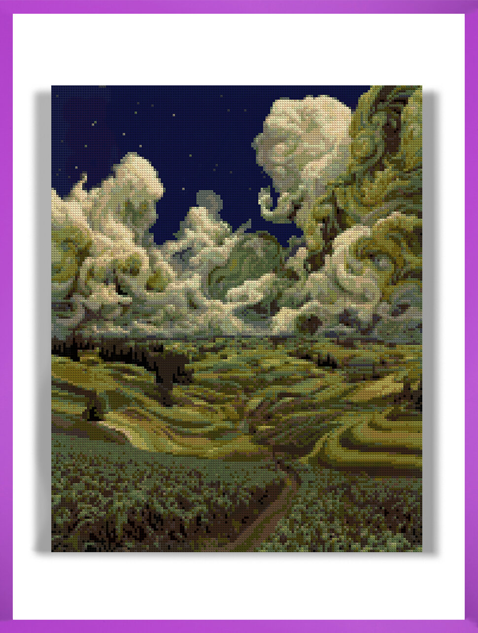 Алмазная мозаика на подрамнике - вышивка - Волнистые поля 40 х 50 см