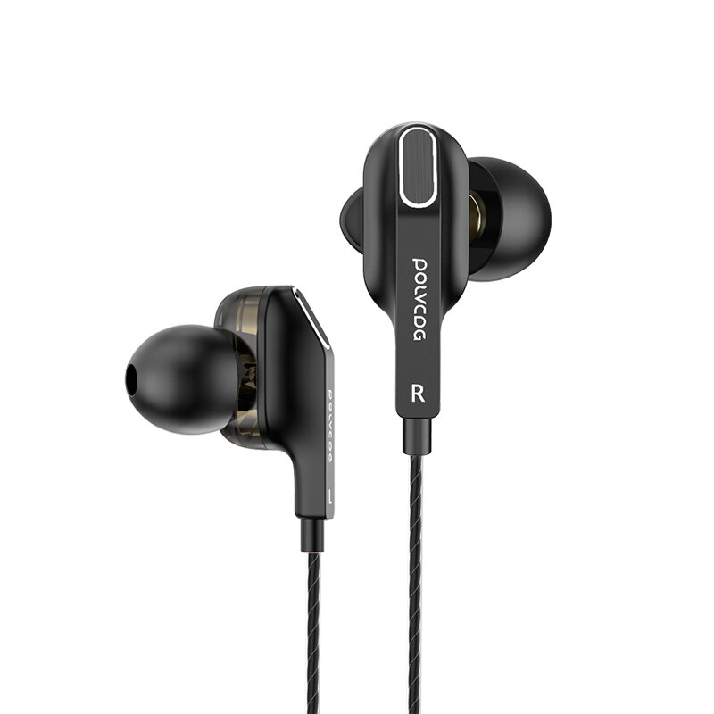Наушники POLVCDG проводные внутриканальные, cool black, 3.5mm, с адаптером для компьютера