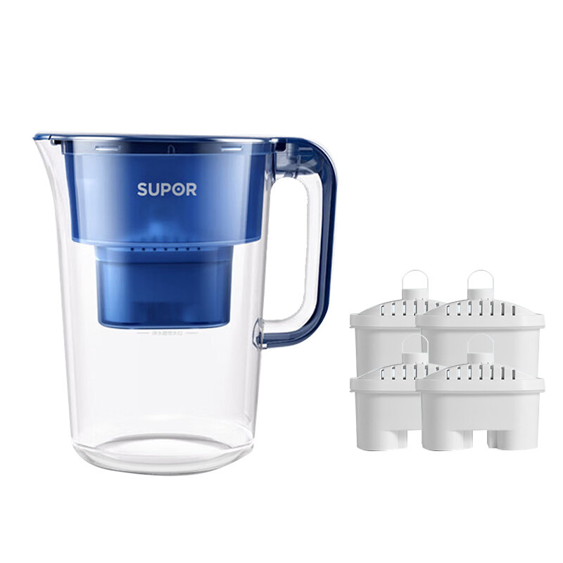 Фильтр-кувшин для воды SUPOR с активированным углем, синий, объем 2.5 литра, эффективная фильтрация, удобный дизайн