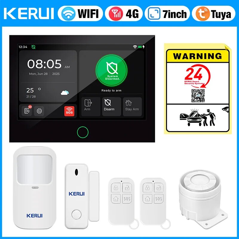 KERUI G70 Беспроводная сигнализация WiFi 4G с 7" экраном, KIT 1