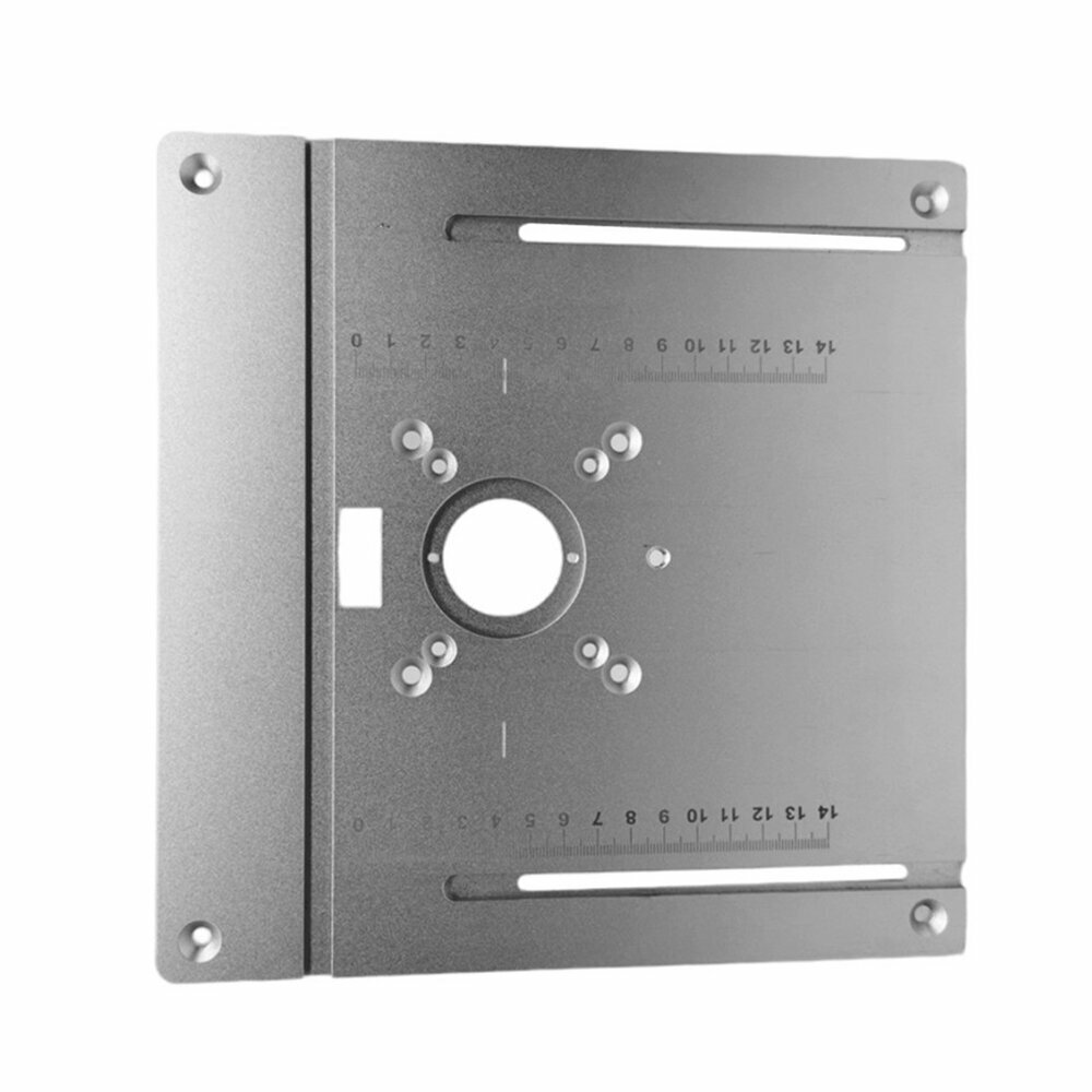 Вставная плита для стола фрезерного станка из алюминиевого сплава для дерева, флип-борд, триммерная машина, вспомогательный инструмент для гравировки, столы для плотниц, цвет серебристый, размер плиты 245*240 мм, шаг винтовых отверстий 62*70 мм/45*56 мм,