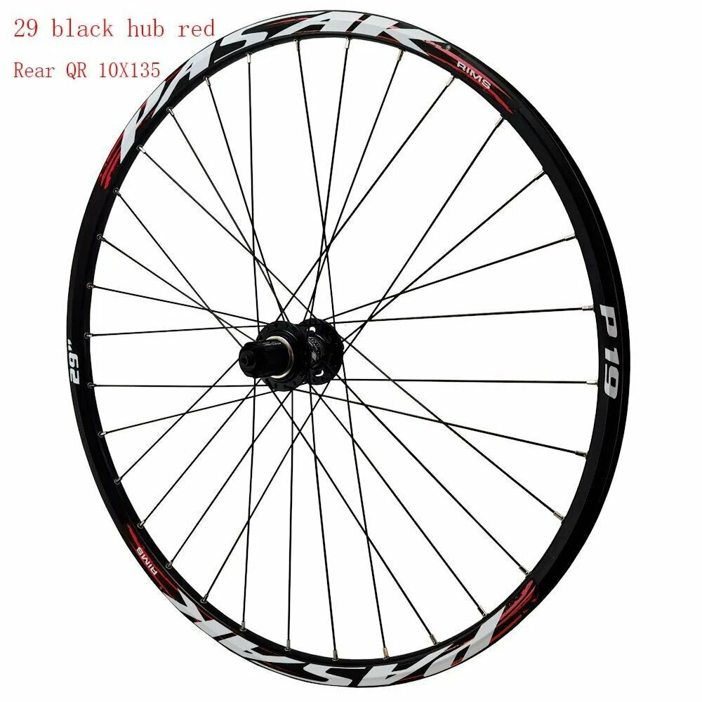 PASAK Заднее колесо MTB, сплав, 32 отверстия, 29 Black Hub Red, 21mm, QR 10X135, HG, Довод