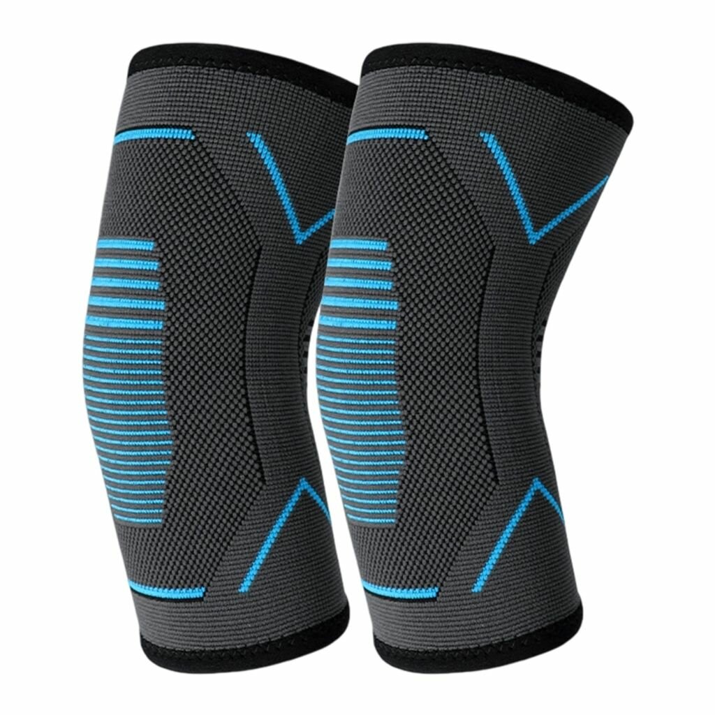 Спортивные налокотники с эластичным защитным рукавом для суставов-Серо-синий-S