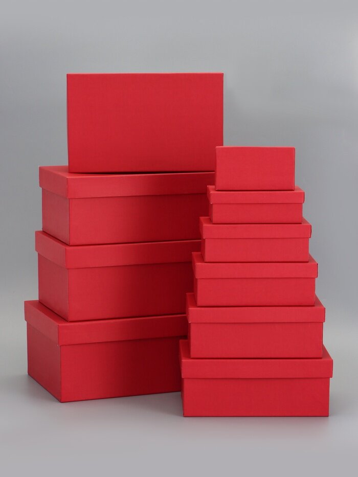 Набор подарочных коробок 10 в 1 «Красный» 30×19×12 - 12×6.5×4 см