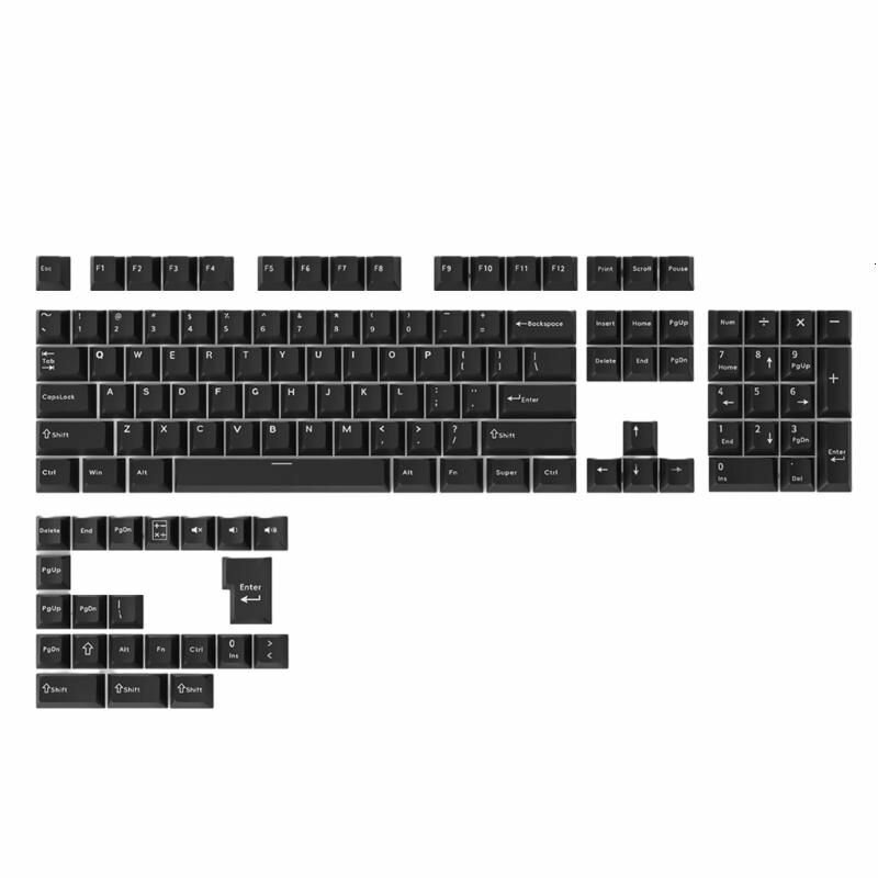 PBT Клавиши 126 кнопок для механических клавиатур, - черно-белый текст