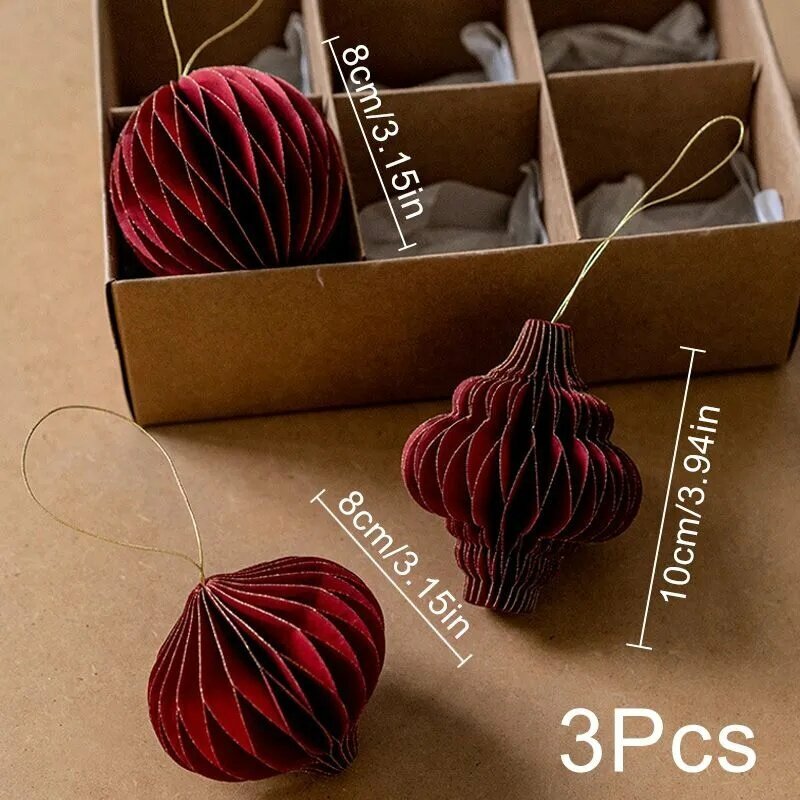 Елочная игрушка 8 см Шар красный 3 шт.