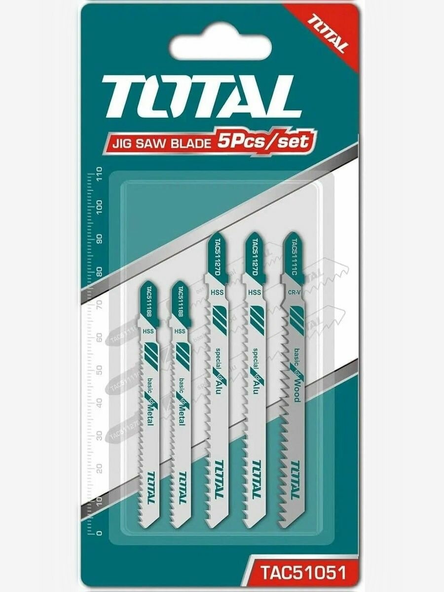 Набор пилок для лобзика 5 шт комбинированных (дерево металл) TOTAL TAC51051