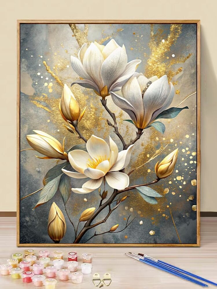 Картина по номерам для взрослых начинающих, цветок на цветном холсте 40x50 см, набор для рисования без рамы, творческий подарок и антистресс-развлечение, DIY-интерьерная картина своими руками