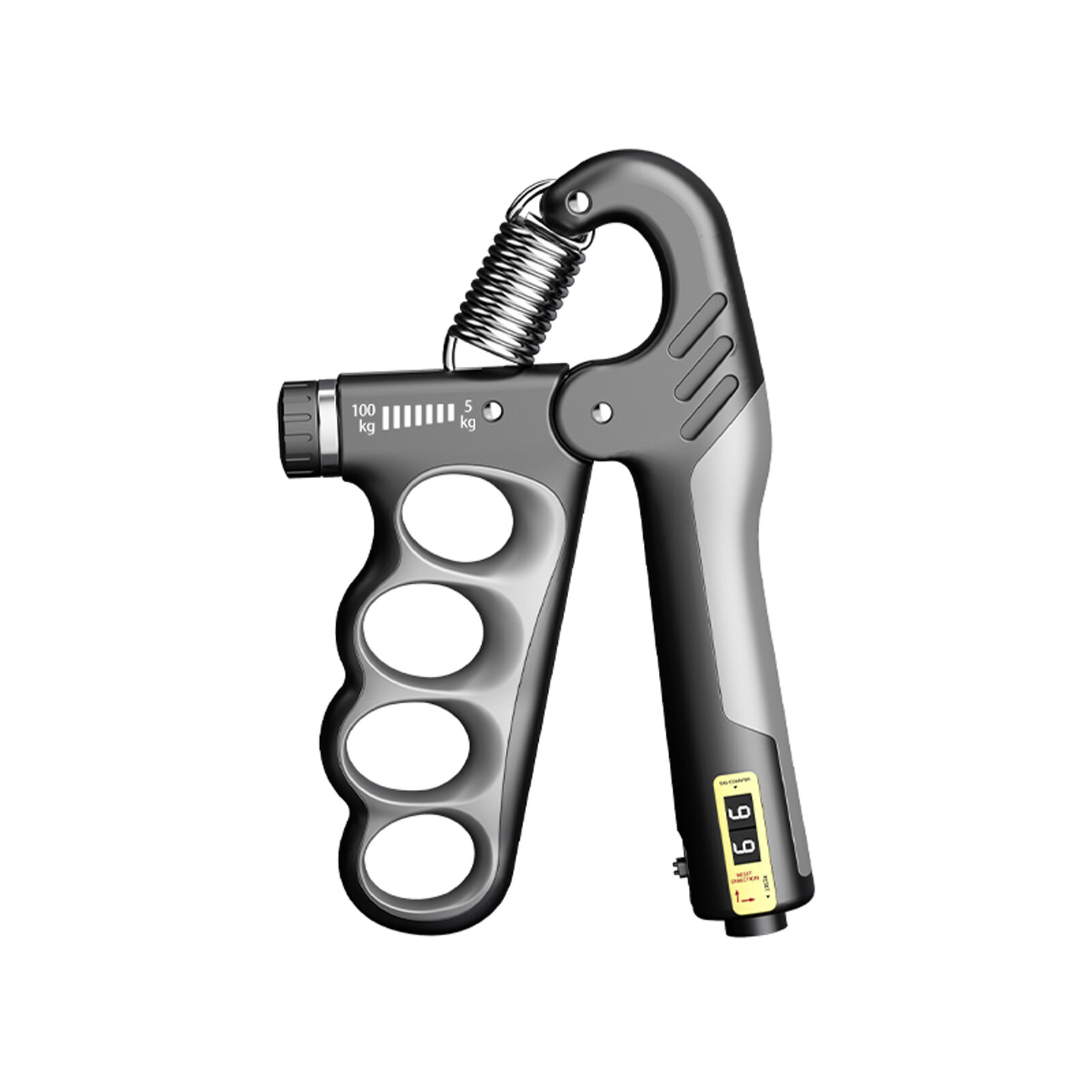 Тренажер для развития силы рук с счетчиком 11-220lbs (5-100kg) с регулируемым сопротивлением для упражнений на мышцы и восстановления после травм, Orange/Red/Grey, Plastics + Carbon Steel, Electronic Counter/Mechanical Counter, 160*110mm, 1шт