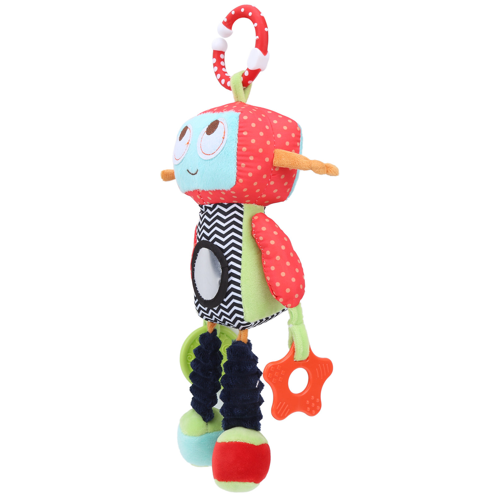 Мультифункциональная детская игрушка-подвеска для коляски с мягким плюшевым роботом и погремушкой-погрызушкой (Подвеска с роботом)