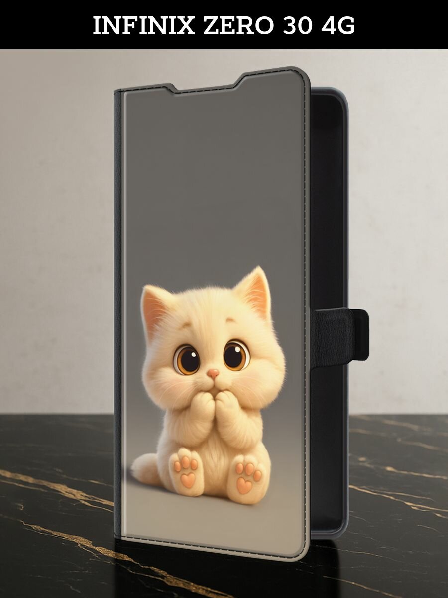 Чехол-книжка на Infinix Zero 30 4G (Инфиникс Зеро 30 4G) с картой милый