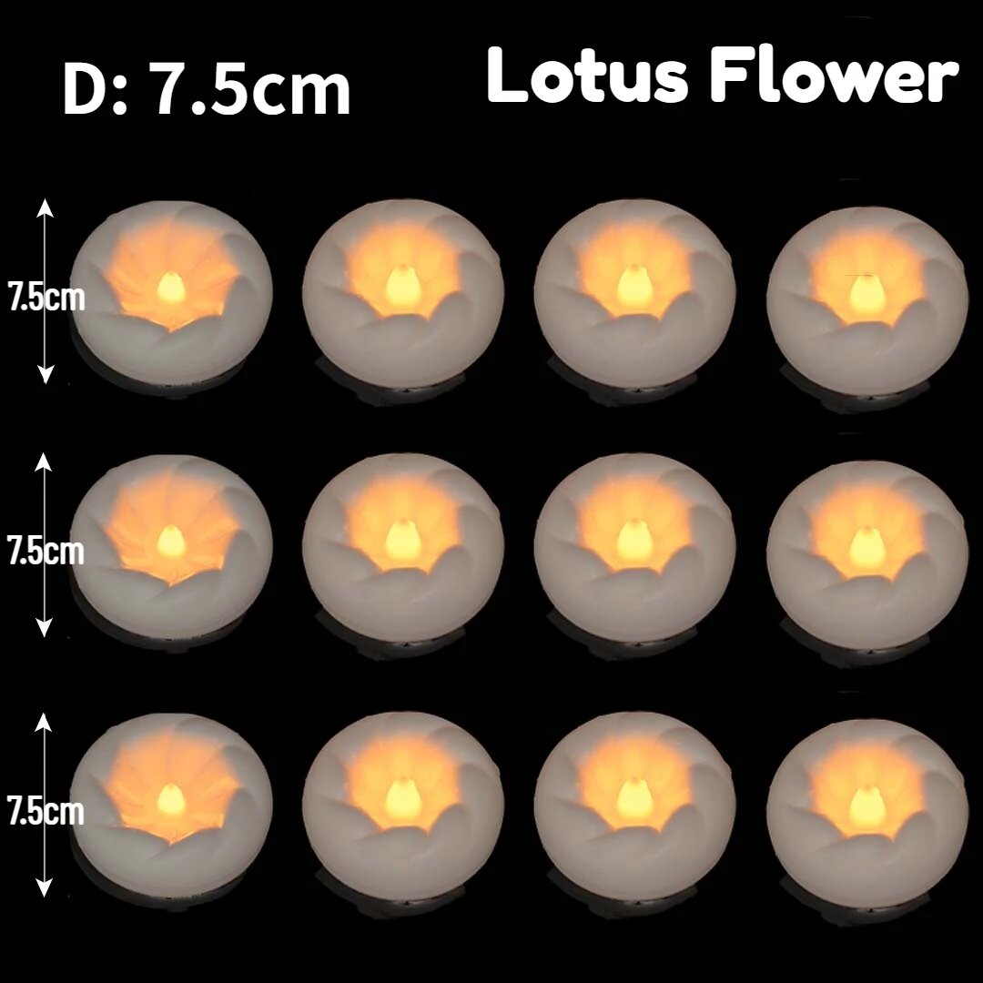 Беспламенные плавающие свечи LED, 5.5/7.5 см 12pcs, 7.5cm Flower