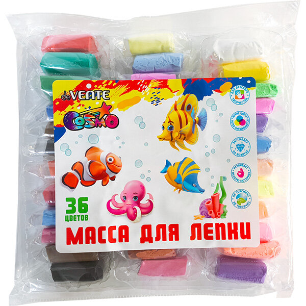 Воздушный пластилин " deVente " Cosmo 36цв, 360гр, инструменты для лепки, полиэтиленовая упаковка