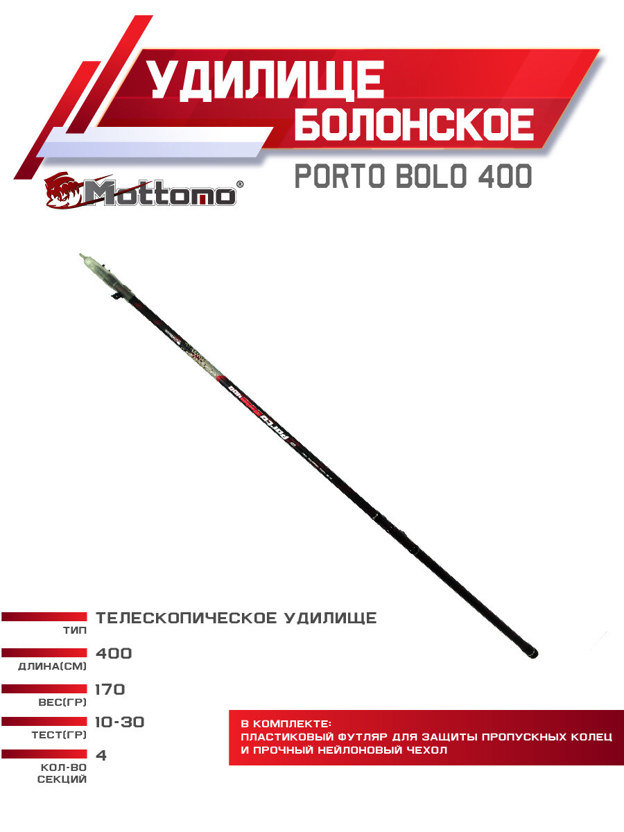 Удилище болонское Mottomo Porto Bolo 400 на щуку, жереха, окуня, форель