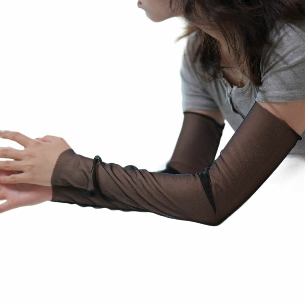 Сетчатые полупроницаемые рукава из ледяного шелка с солнцезащитным кремом-черный