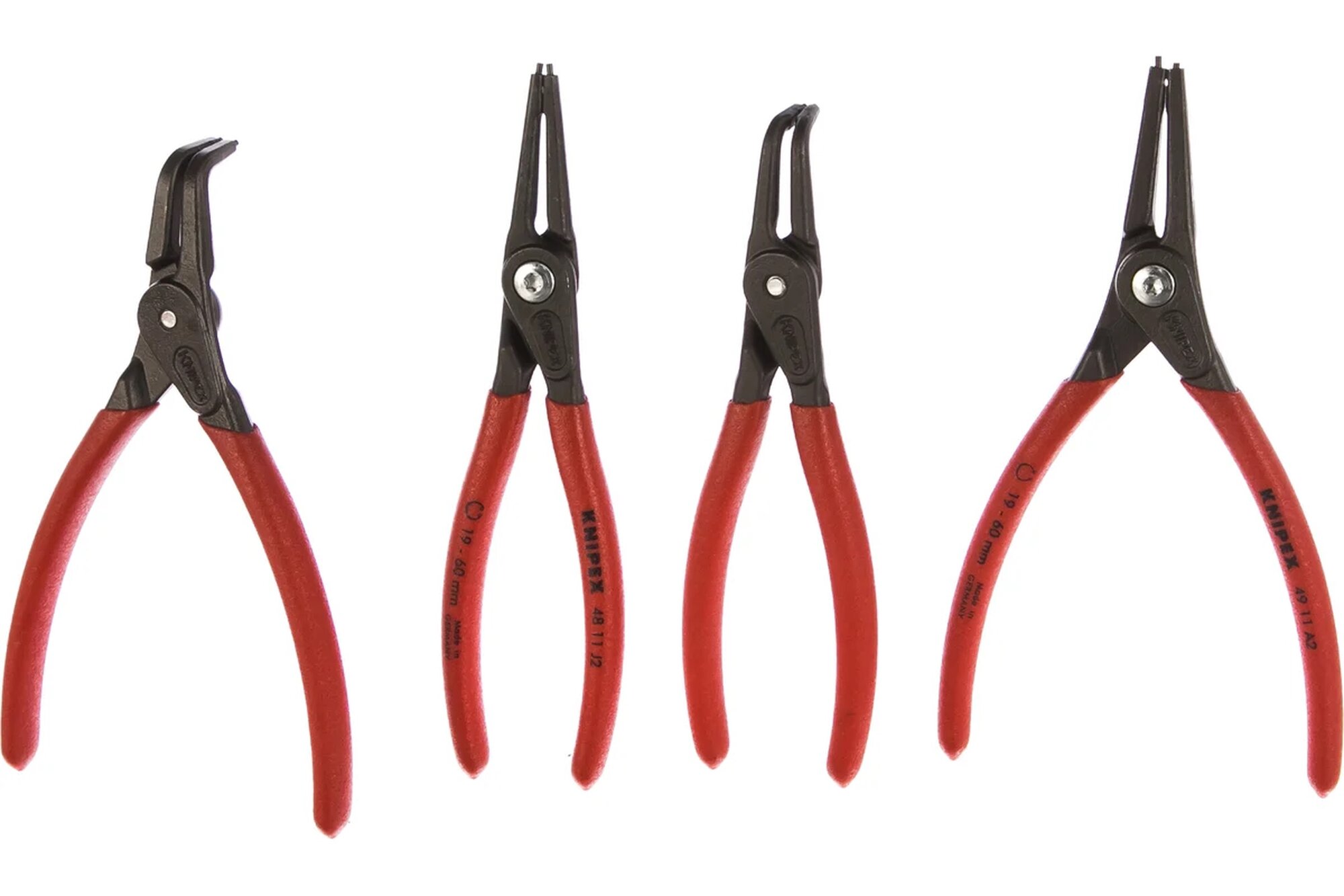 Набор щипцов прецизионных для внутренних и внешних стопорных колец, ложемент, 4 пр. SRZ II Knipex KN-002001V09