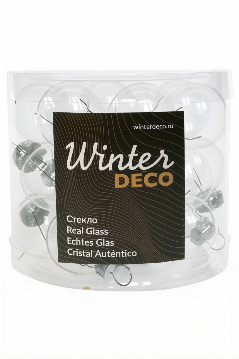 Набор стеклянных шаров, прозрачный, 25 мм, 24 шт, Winter Deco 2000222