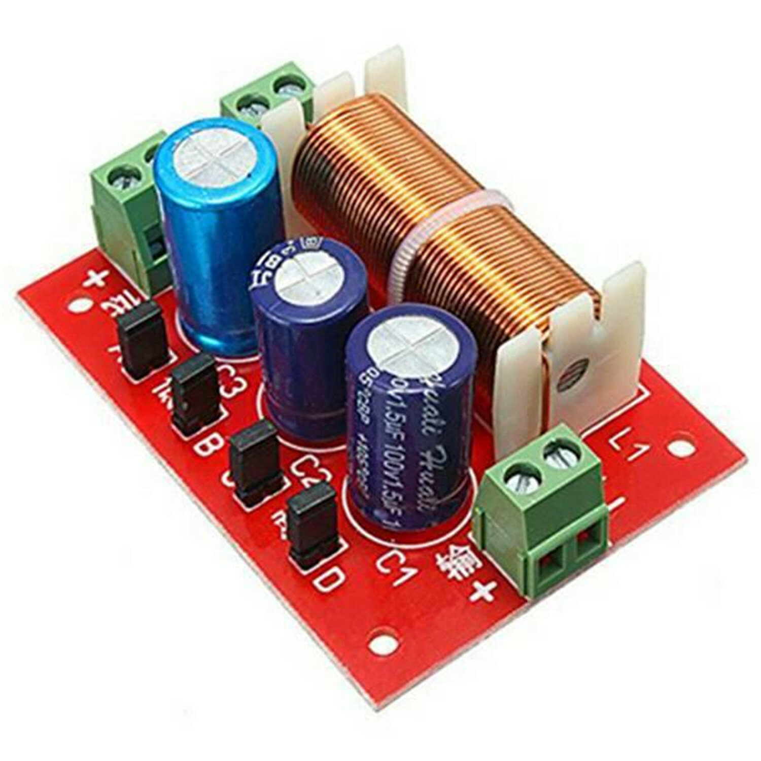 1-шт dual-channel crossover 400W для колонок DIY adjustable universal audio 2-channel crossover board 2-16 ohms Red PCB 7 x 5 x 2.5 cm 73.3 g Treble Midrange Bass Full-range mid-range bass enhanced bass