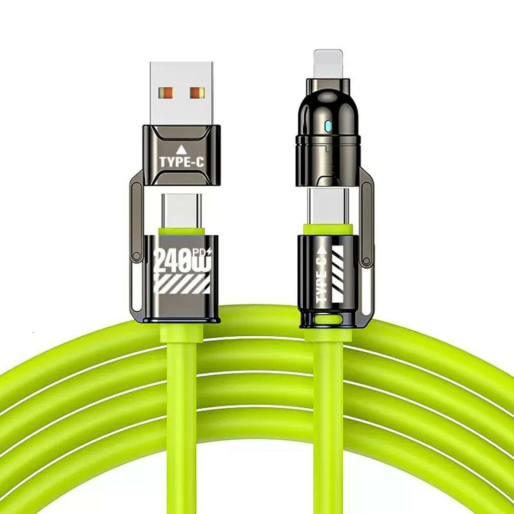 Кабель для передачи данных "четыре в одном" мощностью 240 Вт-2 м-зеленый