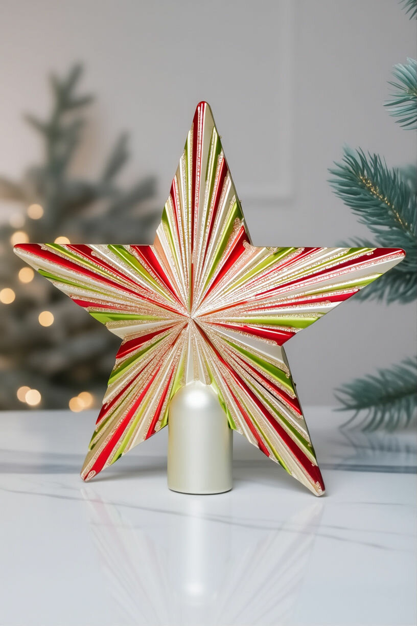 Ёлочная верхушка звезда тренто, пластик, 22 см, Winter Deco 1000603