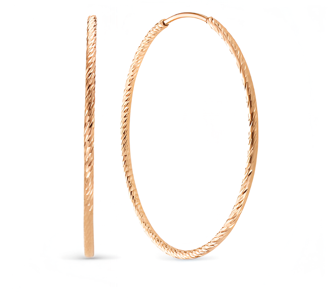 Серьги конго, красное золото, 585 проба, гравировка