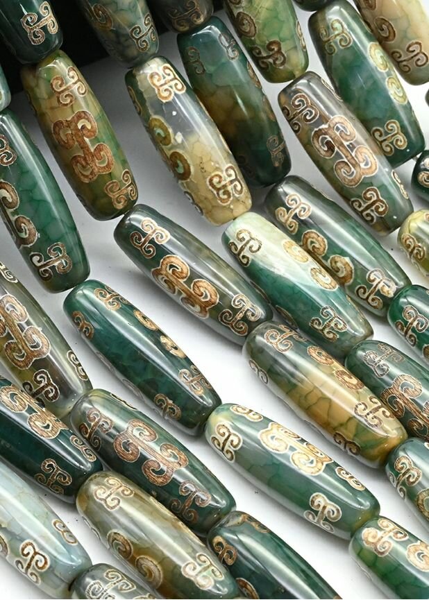 Бусина Дзи / Вены Дракона / Агат / 1 шт