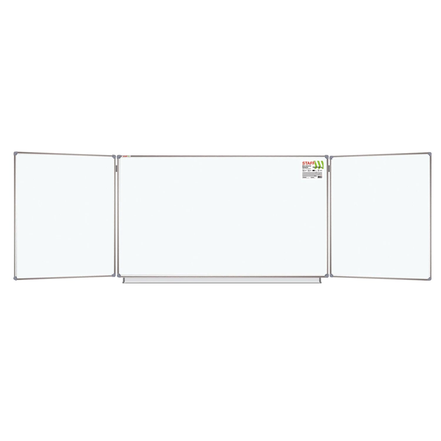 Доска магнитно-маркерная 3-х элементная 100150/300 см, 5 рабочих поверхностей, белая, STAFF, 238010