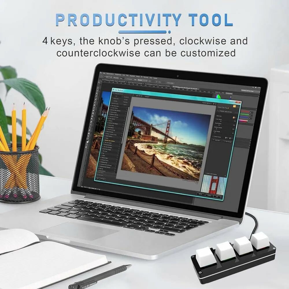Клавиатура проводная Портативная мини-клавиатура, Type-C к USB адаптер, подключение и использование без настроек, белый, черный