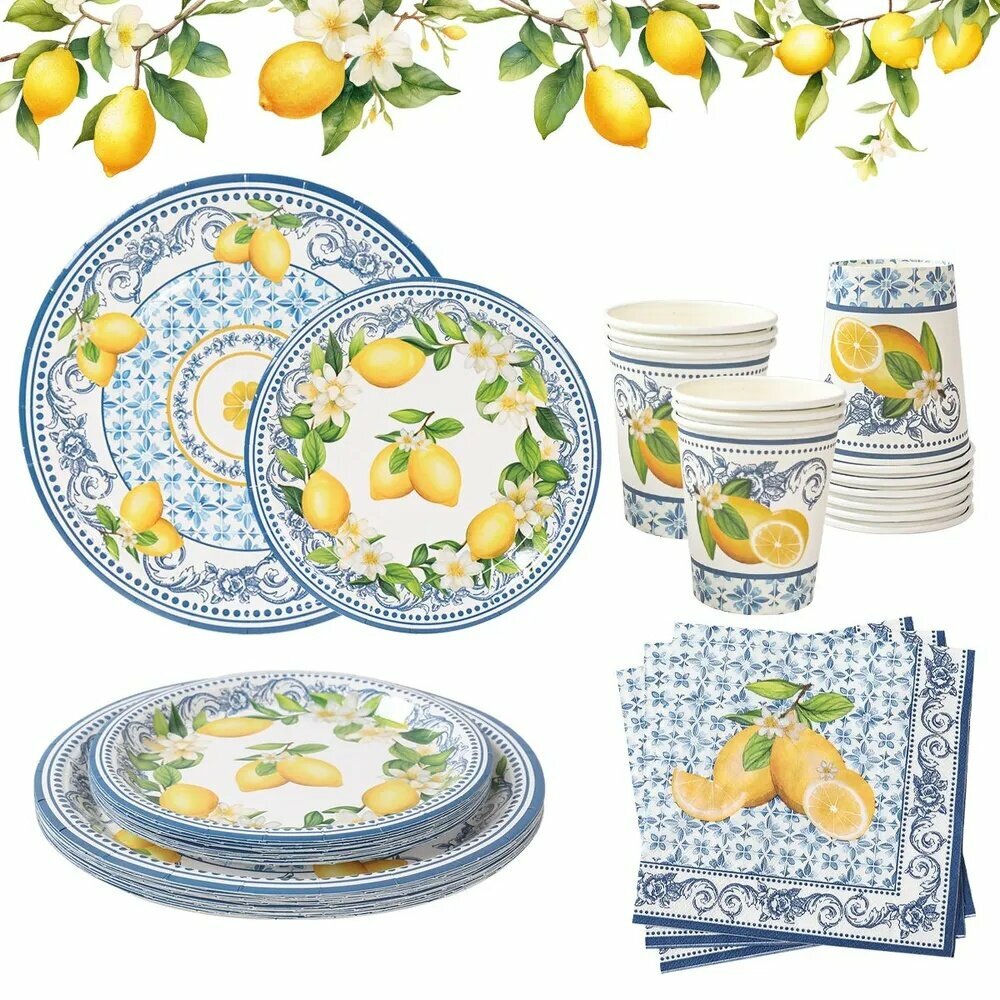 Набор посуды на лимонную тему, 40 шт