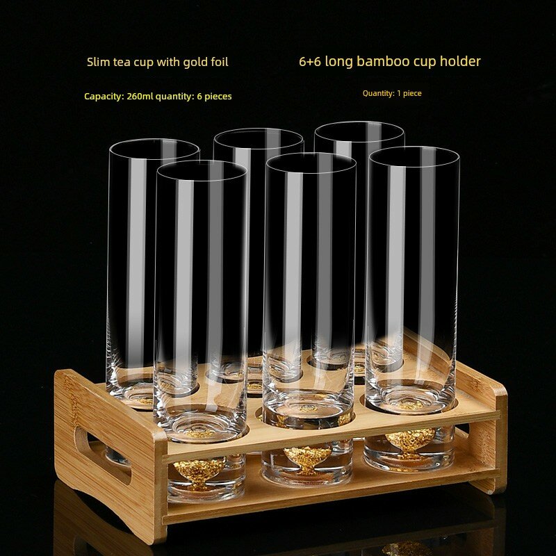 Элитный стакан для воды из хрусталя с золотой фольгой, креативная прозрачная чашка для зеленого чая в стиле лайт-люкс,