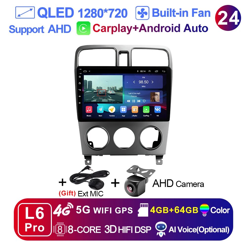 LEHX L6 Pro Android 14 автомагнитола мультимедиа для Subaru Forester 2002-2008 L6 Pro(4-64GB)CAM