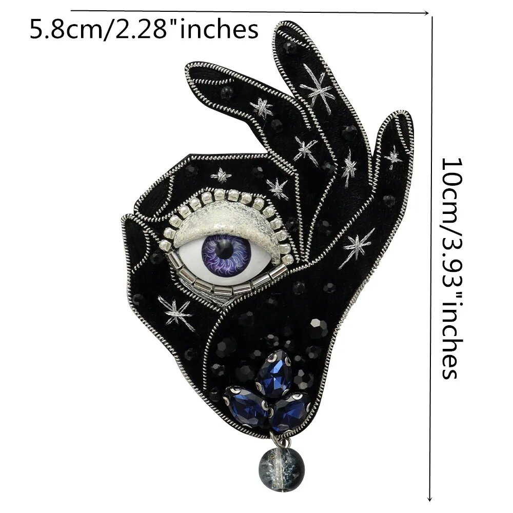 Бисерные нашивки "Рука, рот, глаза, сердце" Черный, R 2pieces