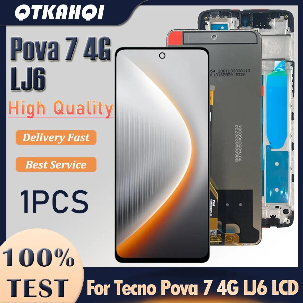 6,78-дюймовый оригинальный ЖК-дисплей LJ6 для Tecno Pova 7 4G, дигитайзер сенсорного экрана в сборе для Tecno Pova7 4G с заменой рамки