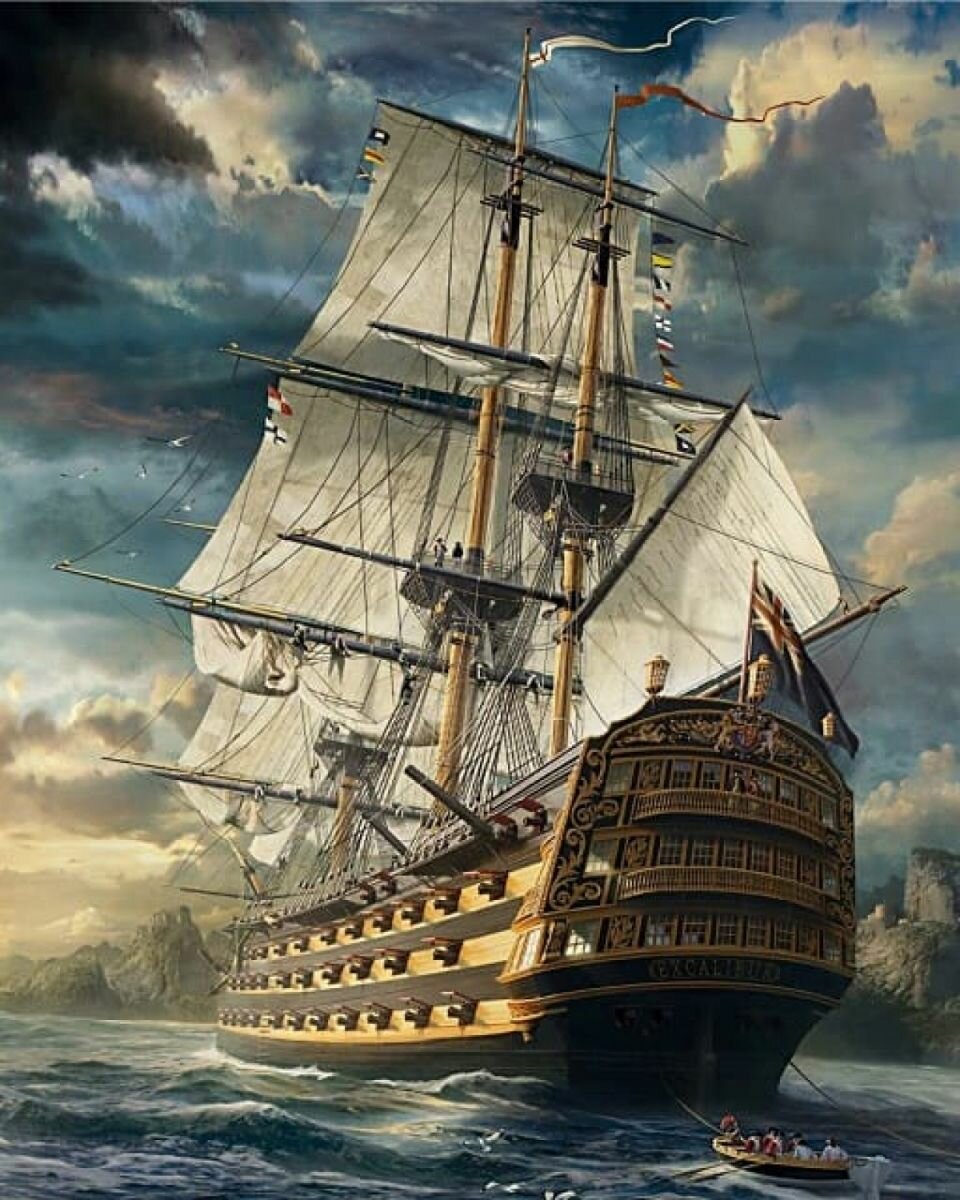 Картина по номерам 40*50см Холст на подрамнике "Галеон "