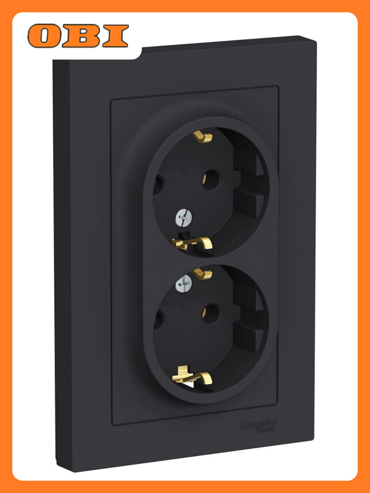 Розетка 2-м Systeme Electric AtlasDesign с заземлением 16А в сборе карбон