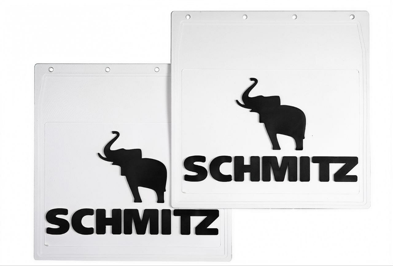 Брызговики прицепа задние SCHMITZ "слон" белая резина LUX 400*400 Черный рисунок (комплект)