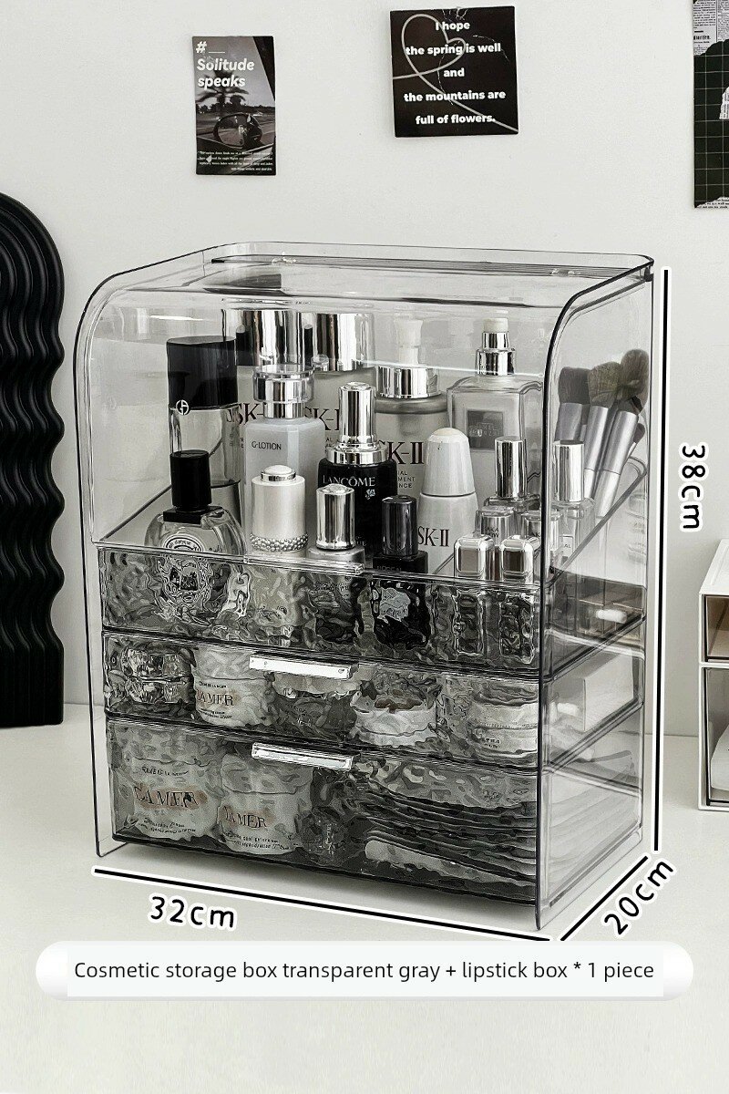 Элитный органайзер для косметики, пылезащитный, прозрачный, для туалетного столика, вместительная подставка для средств