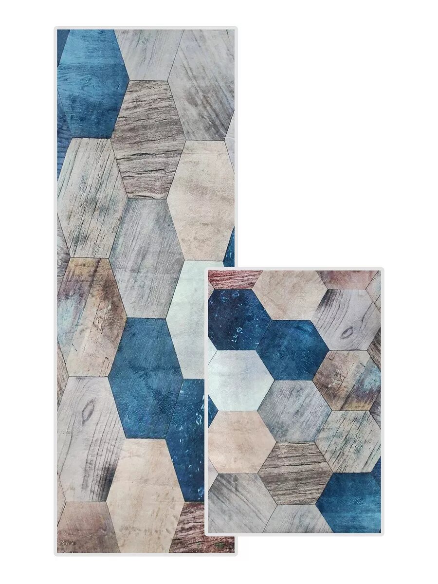 Ковер на пол 2 шт набор 40х60 и 40х120 см BOMBINI / Безворсовый коврик для кухни и прихожей