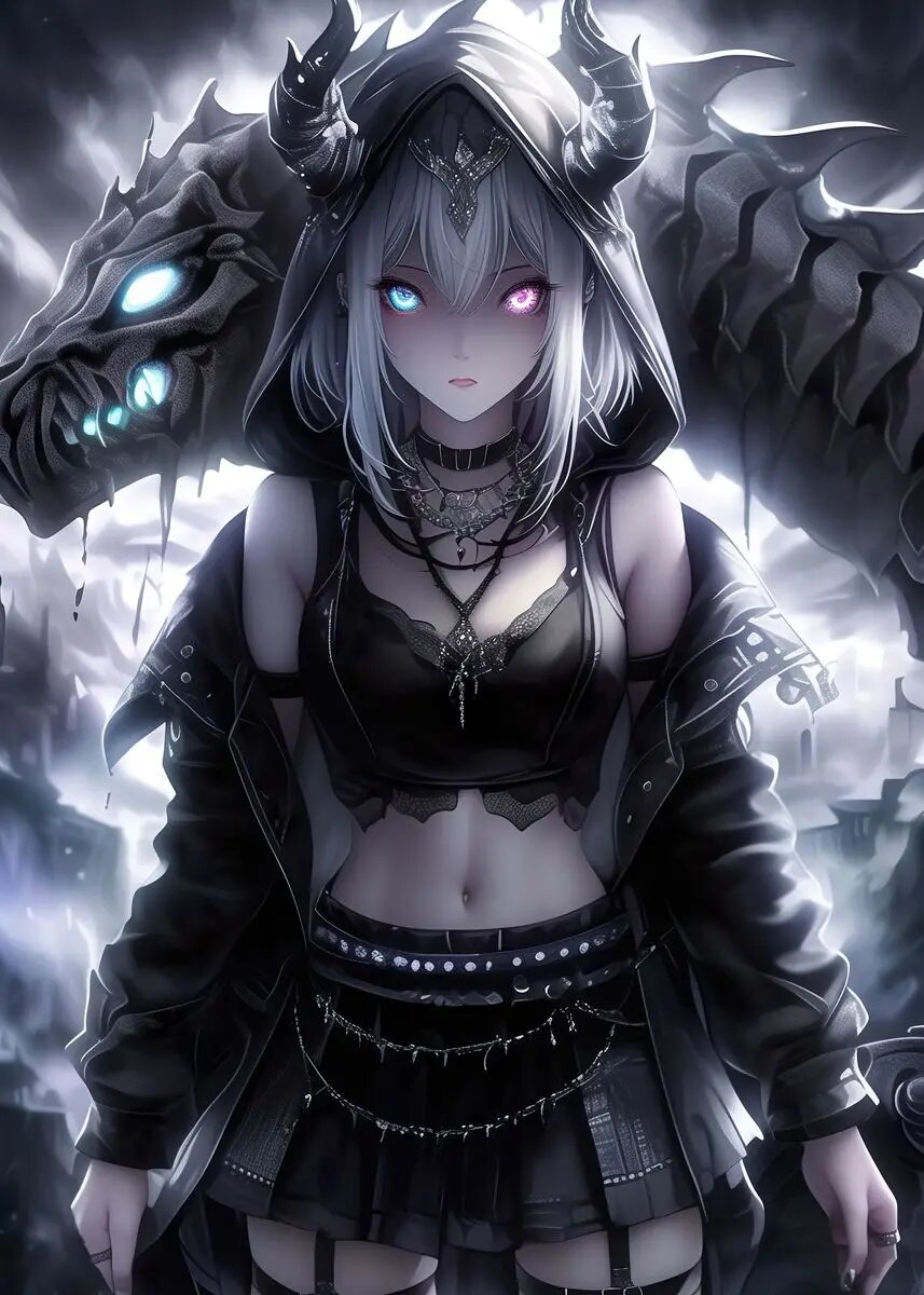 Картина "Фэнтези Волшебный мир Готика" Черный, 8, 50X70cm Unframed